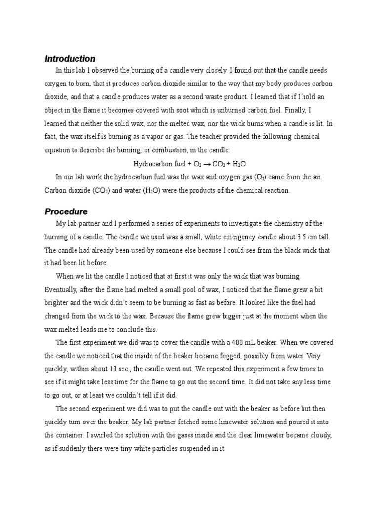 Candle Combustion Lab Observations | PDF | Combustion | Candle