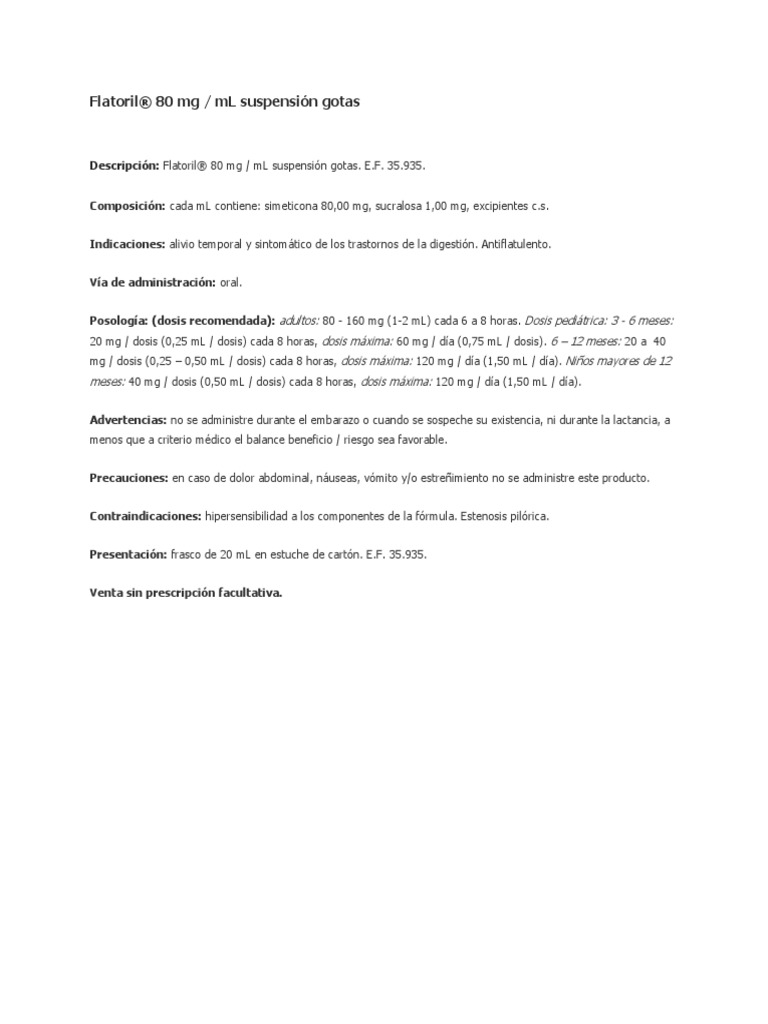 Flatoril 80 MG ML Suspension Gotas | PDF | Salud y bienestar
