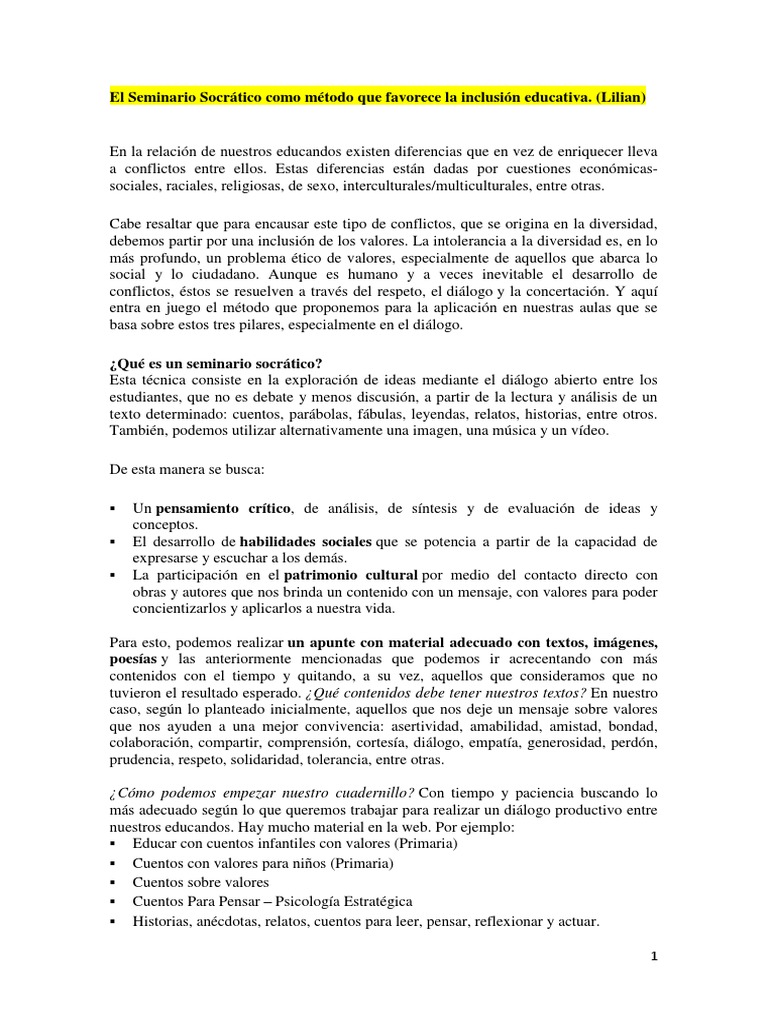 Resumen Seminario Socrático | PDF | Aprendizaje | Sócrates