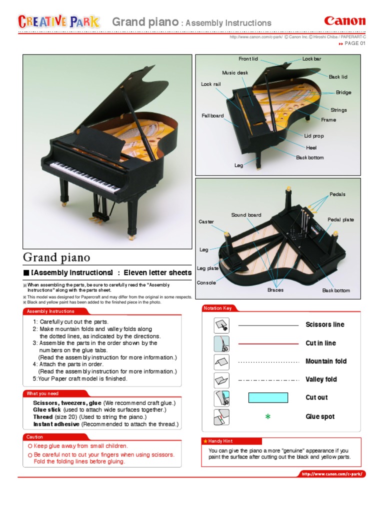 Papercraft Piano Canon p1 | Download Free PDF | Piano | Adhesive