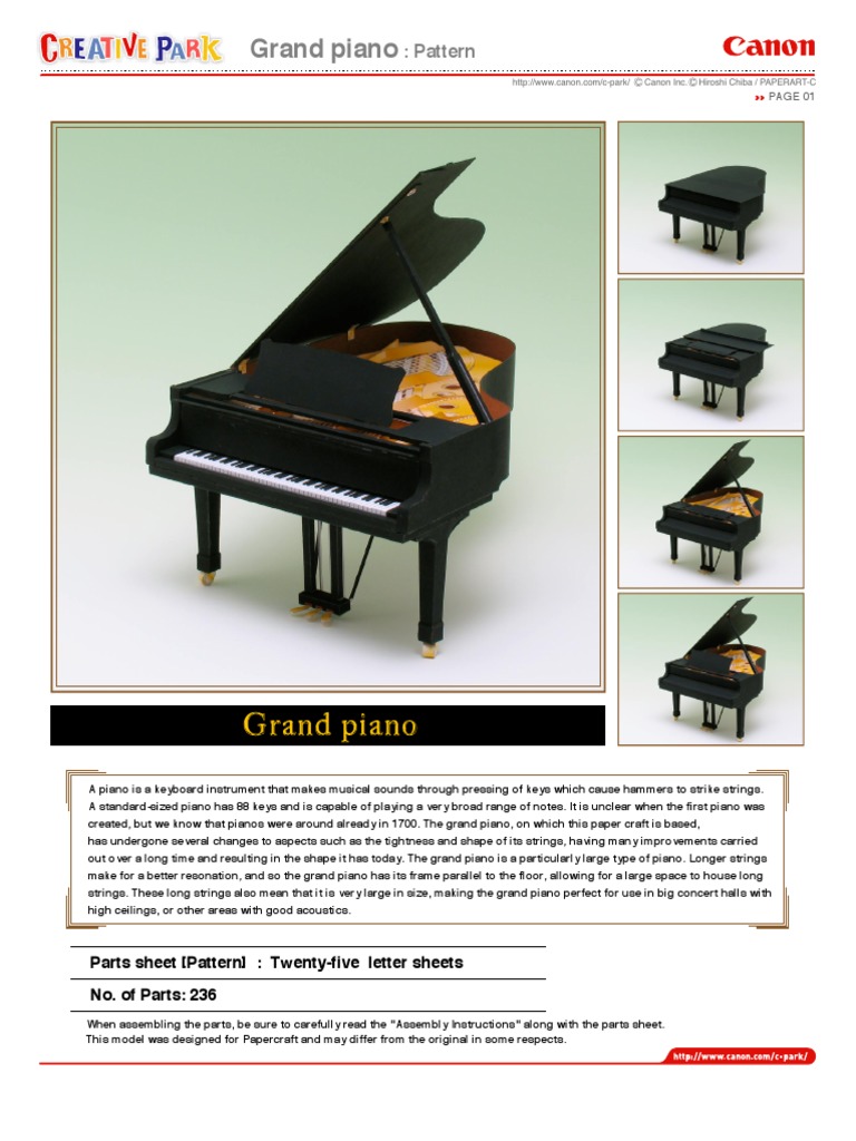 Grand Piano Papercraft Instructions | PDF | Piano | Sound Production
