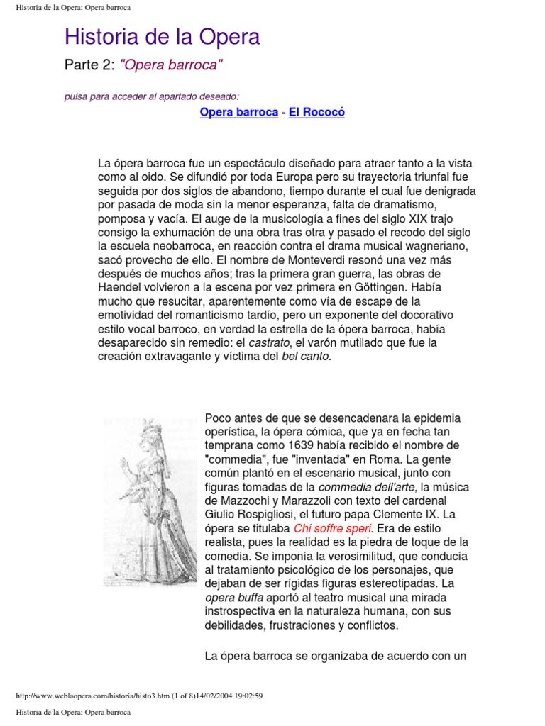 Historia de La Opera - Opera Barroca | PDF | Ópera | Musica barroca