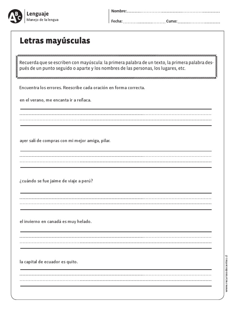 Uso de La Mayuscula PDF | PDF