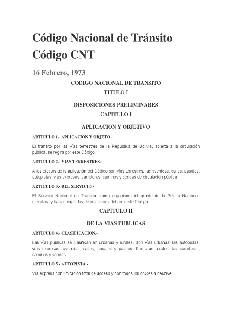 Código Nacional de Tránsito | PDF | Calle | Peatonal
