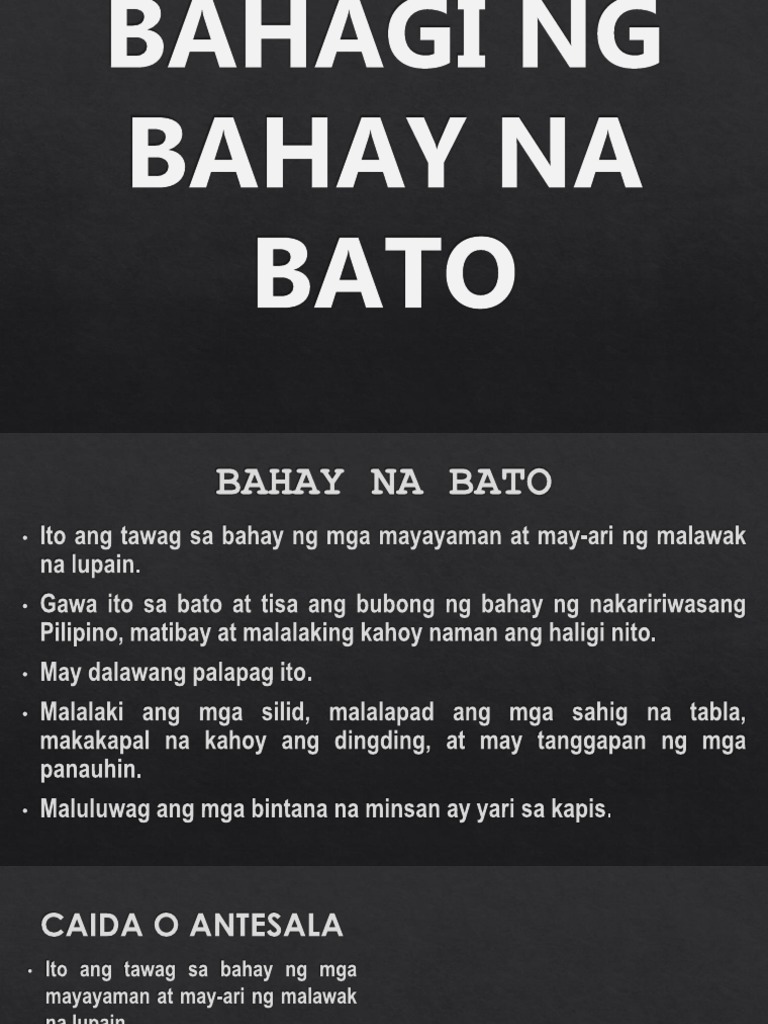 Bahagi NG Bahay Na Bato | PDF