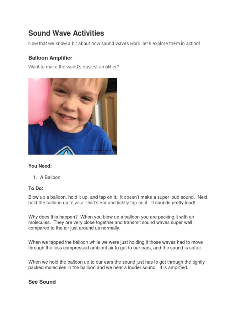 Sound Wave Activities | PDF | Balloon | Sound