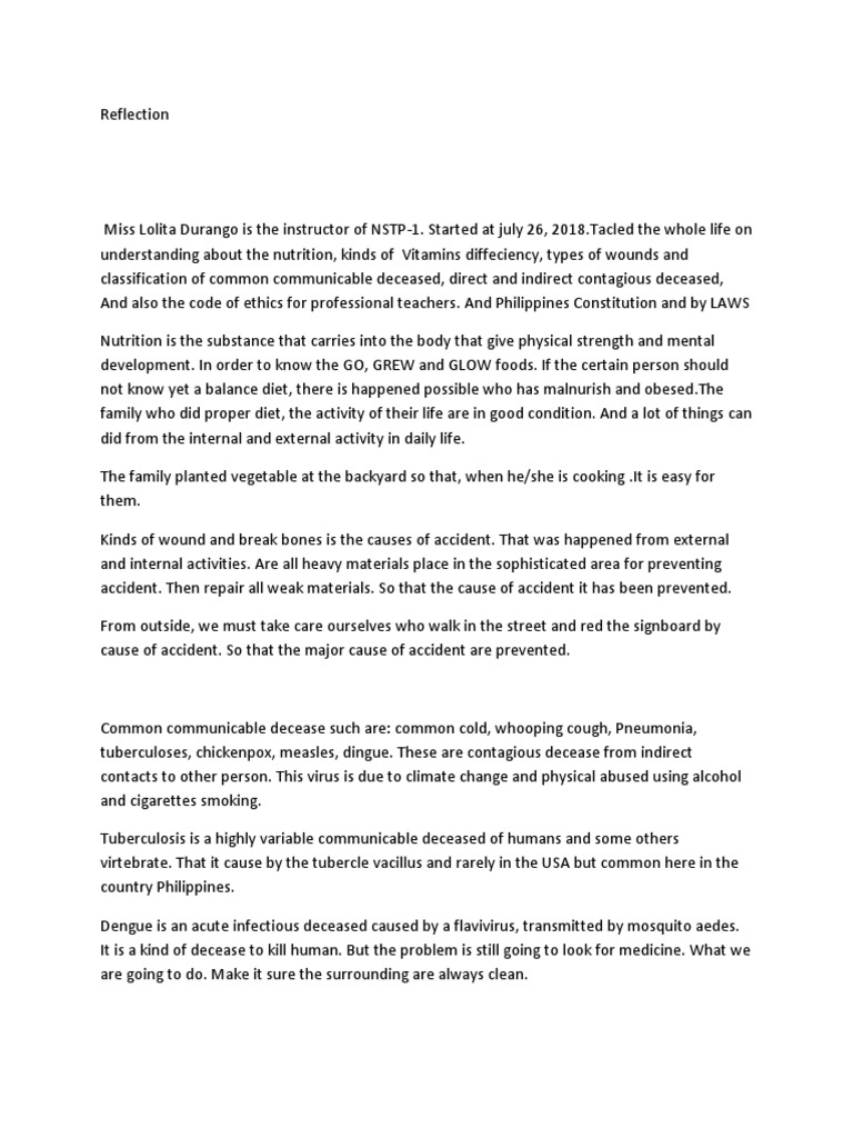 Reflection NSTP | PDF | Infection | Tuberculosis