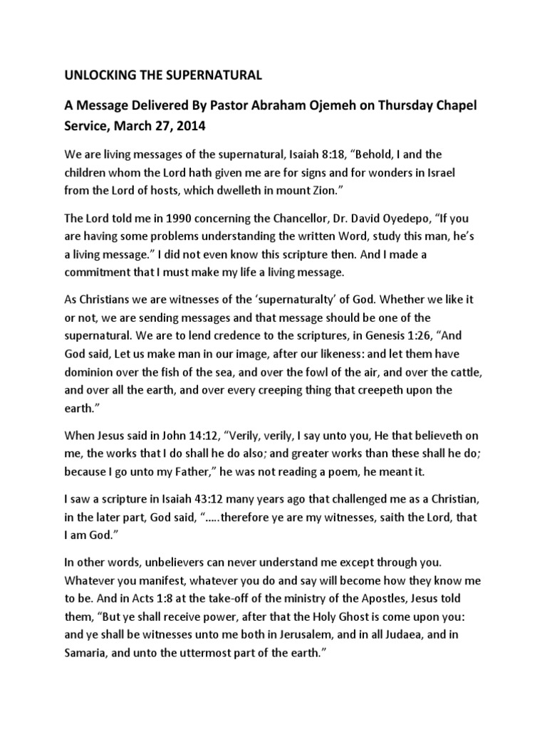 Unlocking the Supernatural Power | PDF | Acts Of The Apostles | Born Again