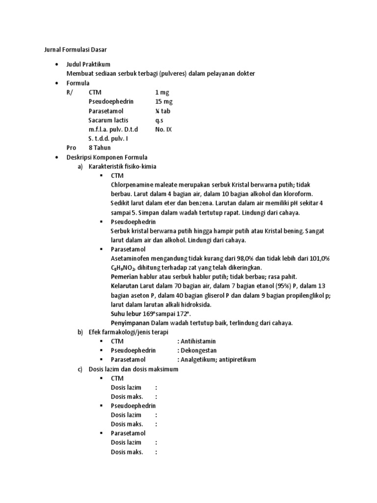 Contoh Jurnal Formulasi Dasar | PDF