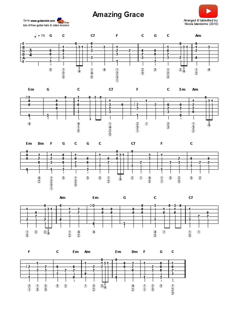 Amazing Grace Sheet Music Guitar