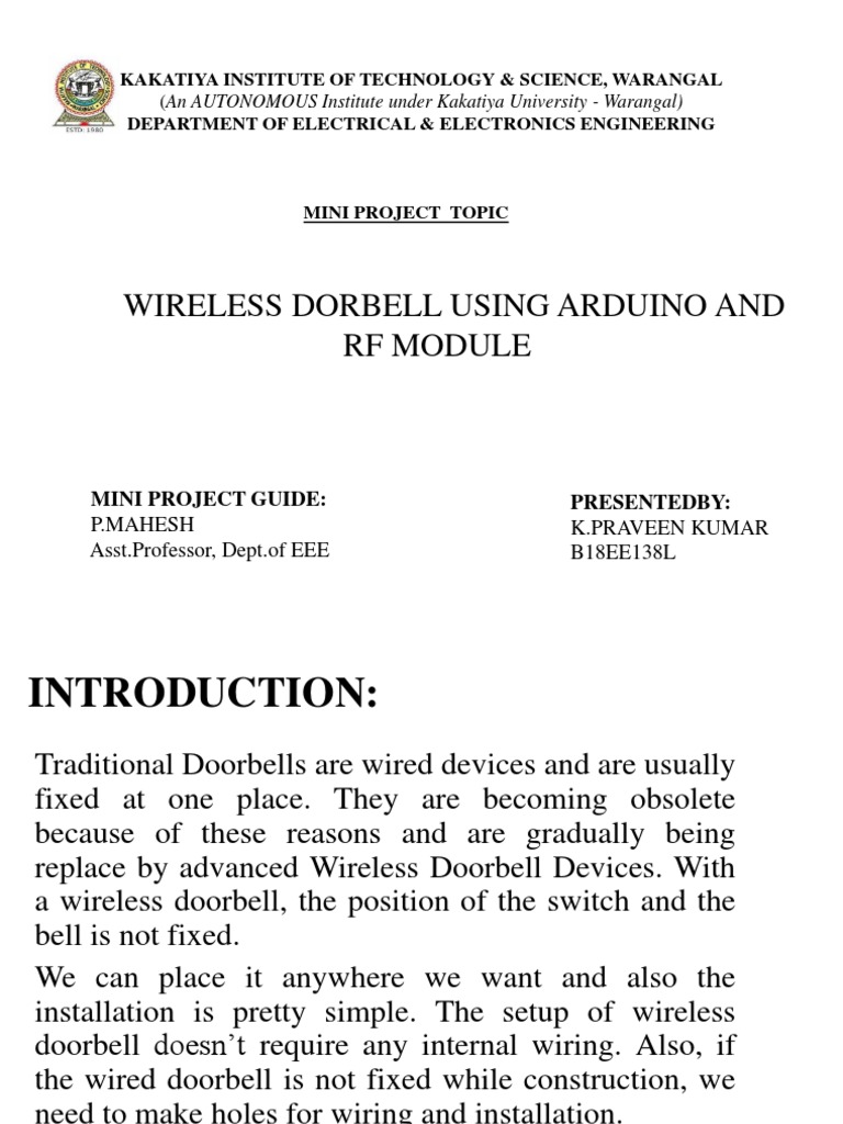 Wireless Doorbell Using Arduino | PDF | Transmitter | Wireless