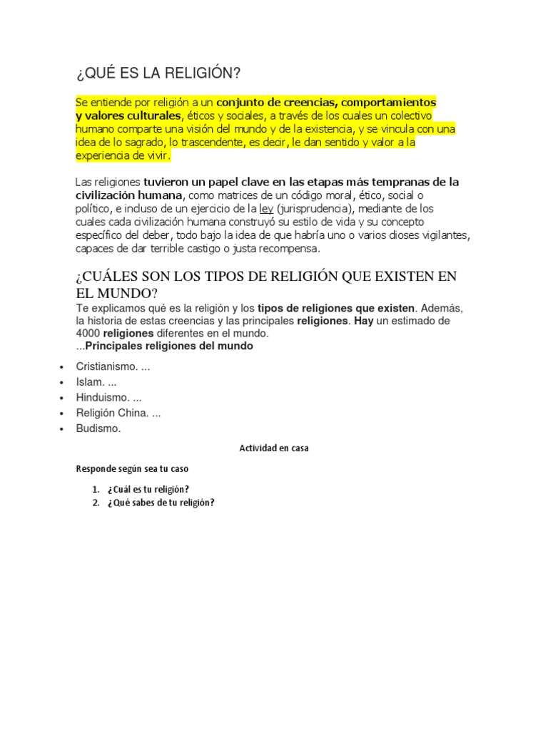 Definición y tipos de religión | PDF