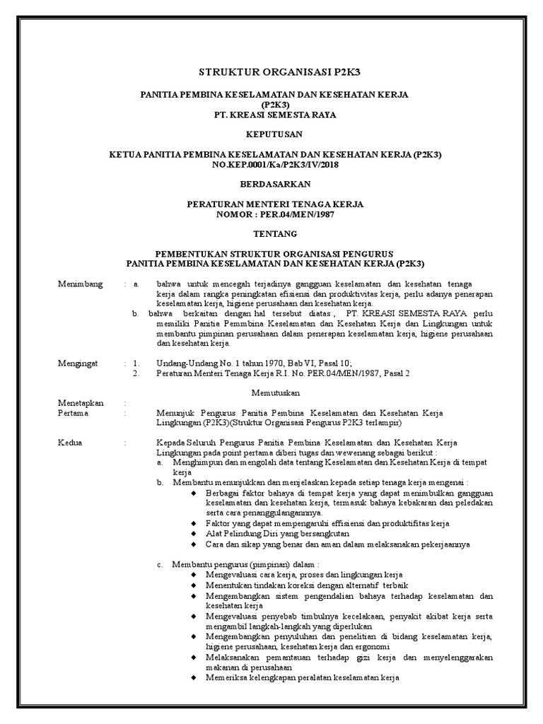 STRUKTUR ORGANISASI P2K3L Otogard | PDF