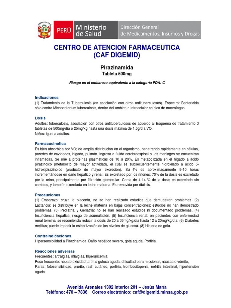 Pirazinamida | PDF | Gota | Medicamentos con receta