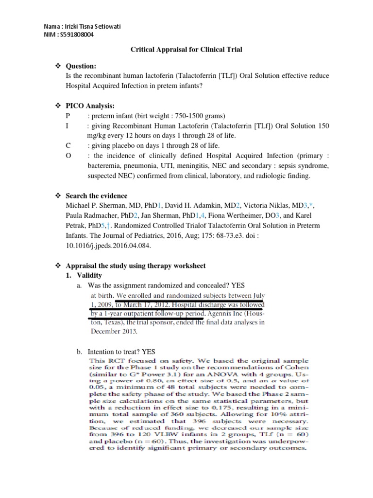 Critical Appraisal For RCT & Meta Analisis | PDF | Meta Analysis ...