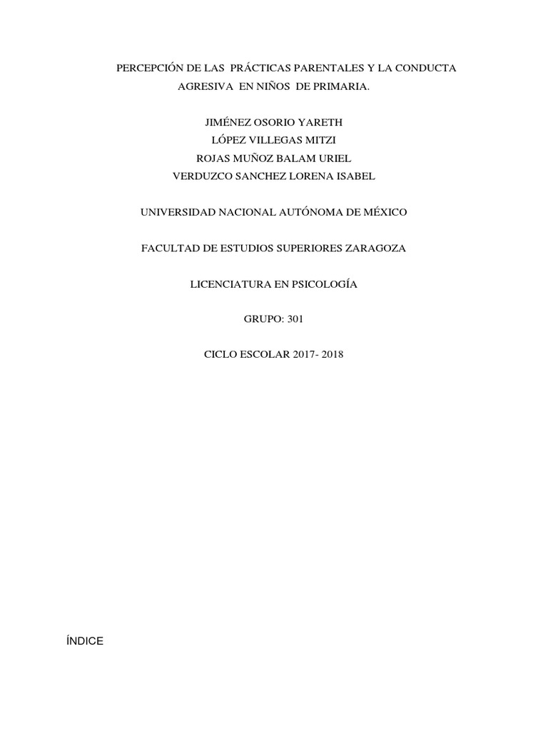 Prácticas Parentales y Agresividad | PDF | Comportamiento | Infancia