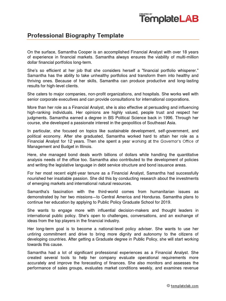 Professional Biography Template