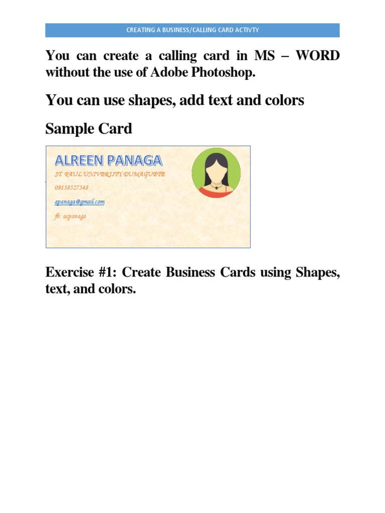 Create Business Cards Using Shapes | PDF