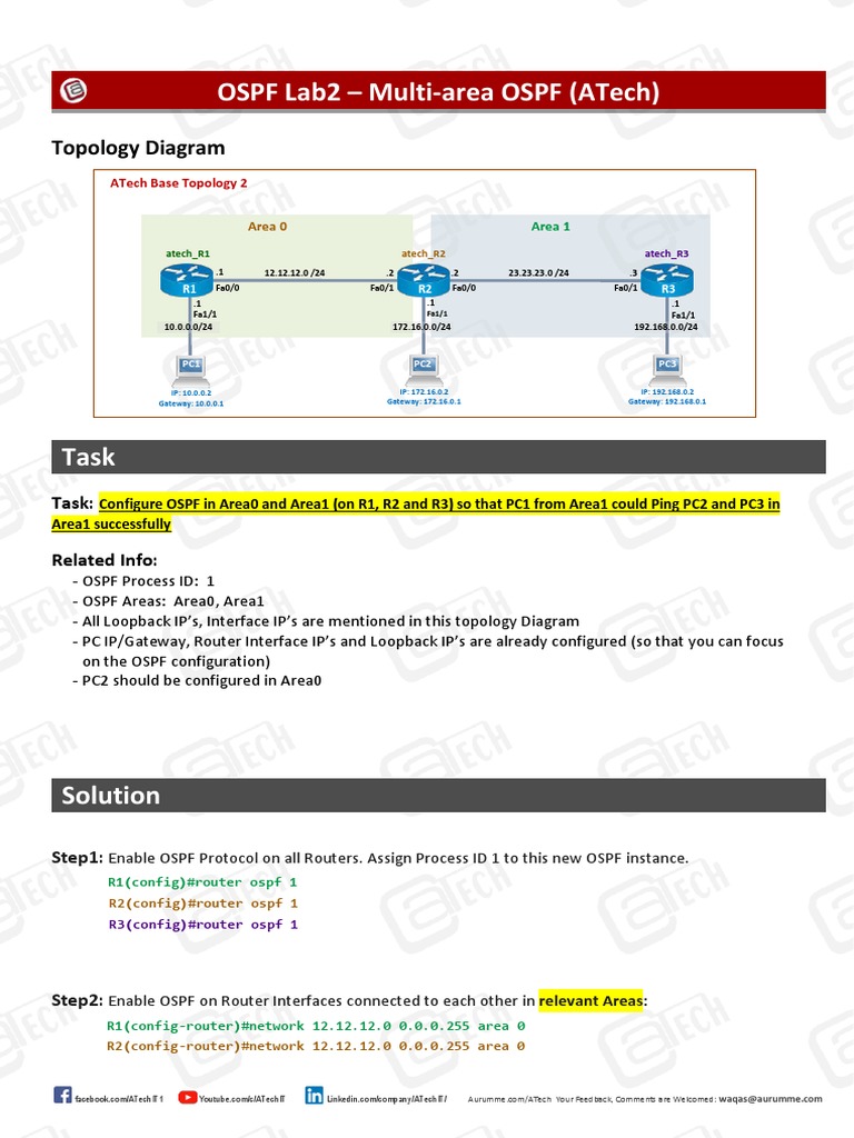 Lab - Multi-Area OSPFATech | PDF | Ip Address | Router (Computing)