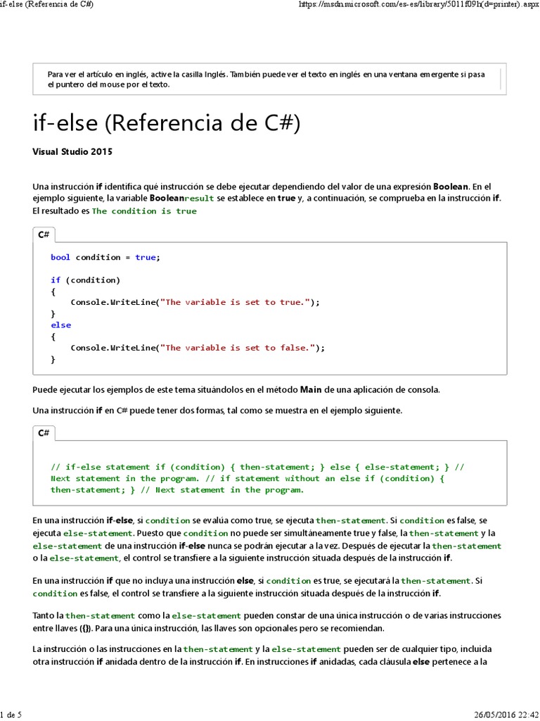 If Else | PDF | C Sharp (lenguaje de programación) | C (lenguaje de ...