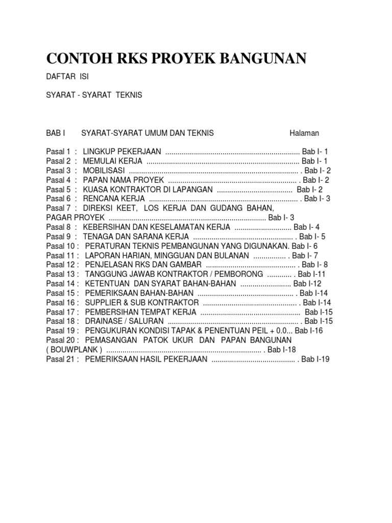 Contoh RKS Proyek Bangunan | PDF