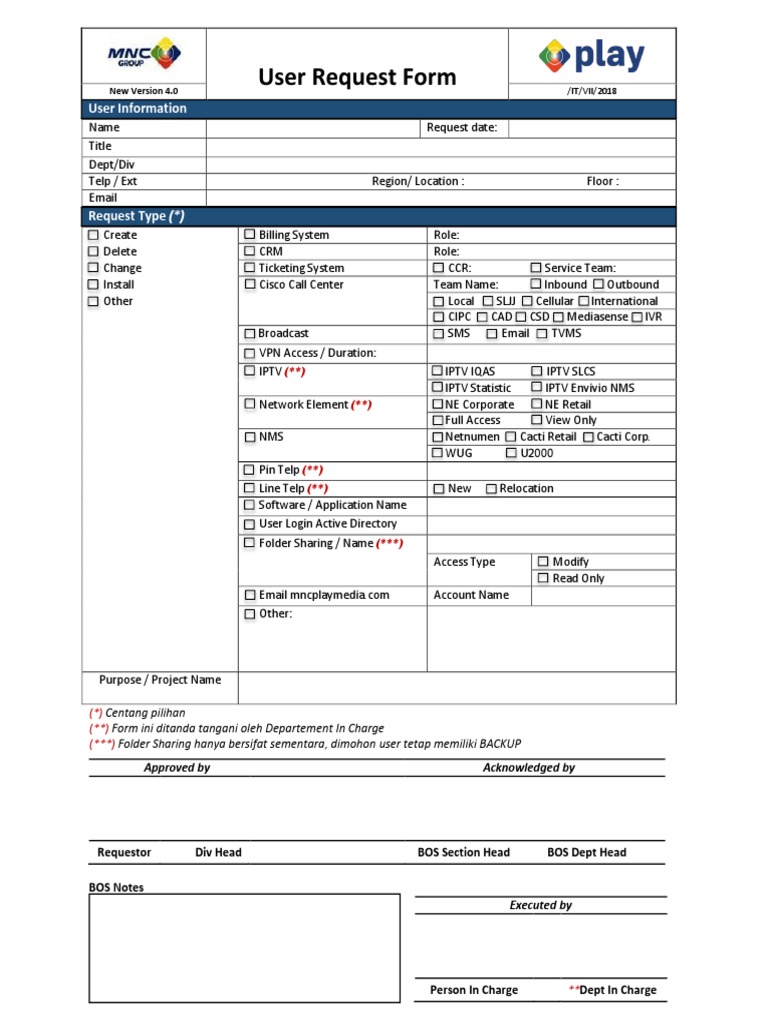 User Request Form V4 - 2 | PDF | Cyberspace | Telecommunications