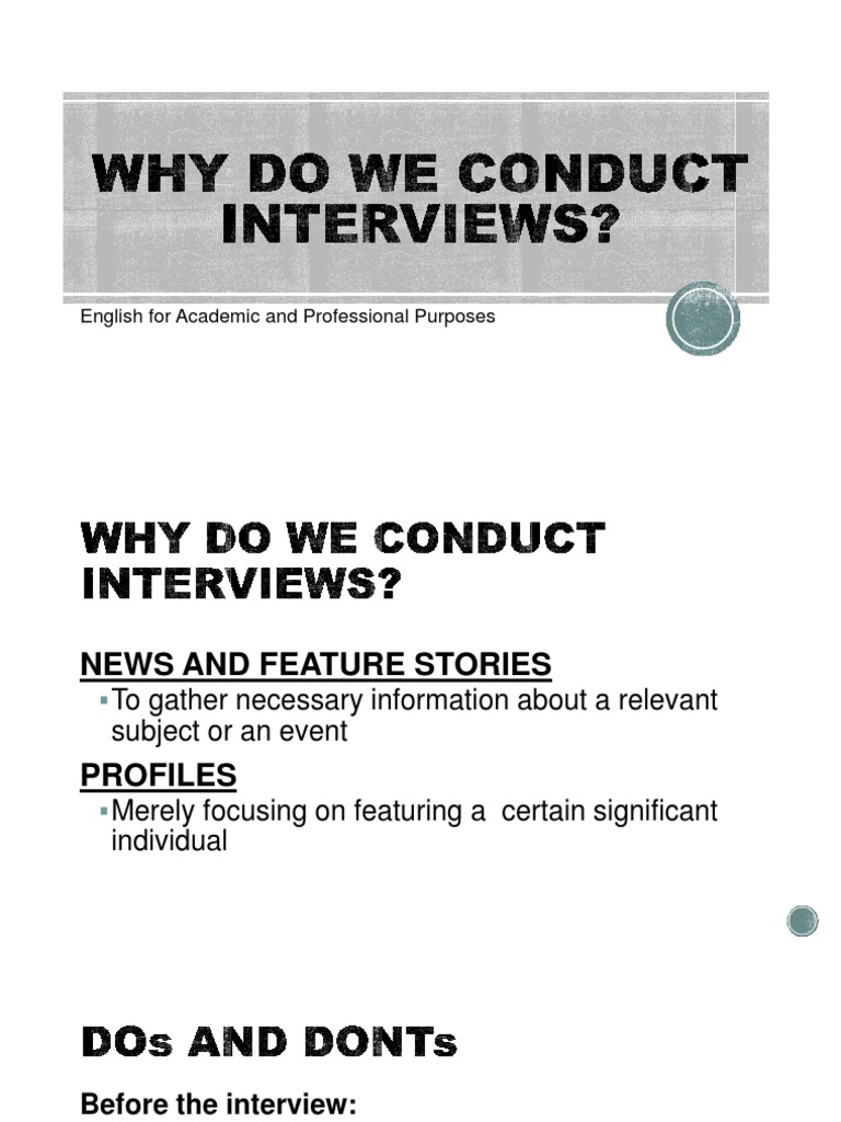 Why Do We Conduct Interviews | PDF | Interview | Question
