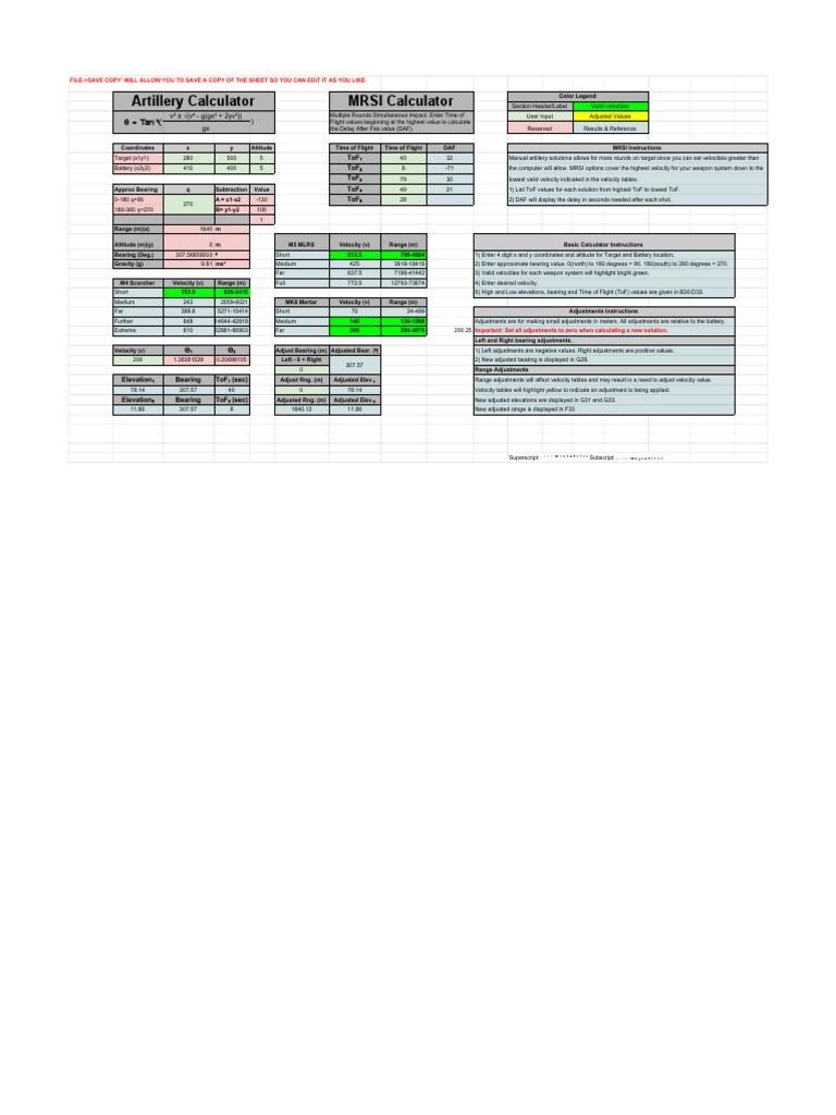 Artillery MRSI Calculator Guide | PDF | Time Of Flight Mass ...