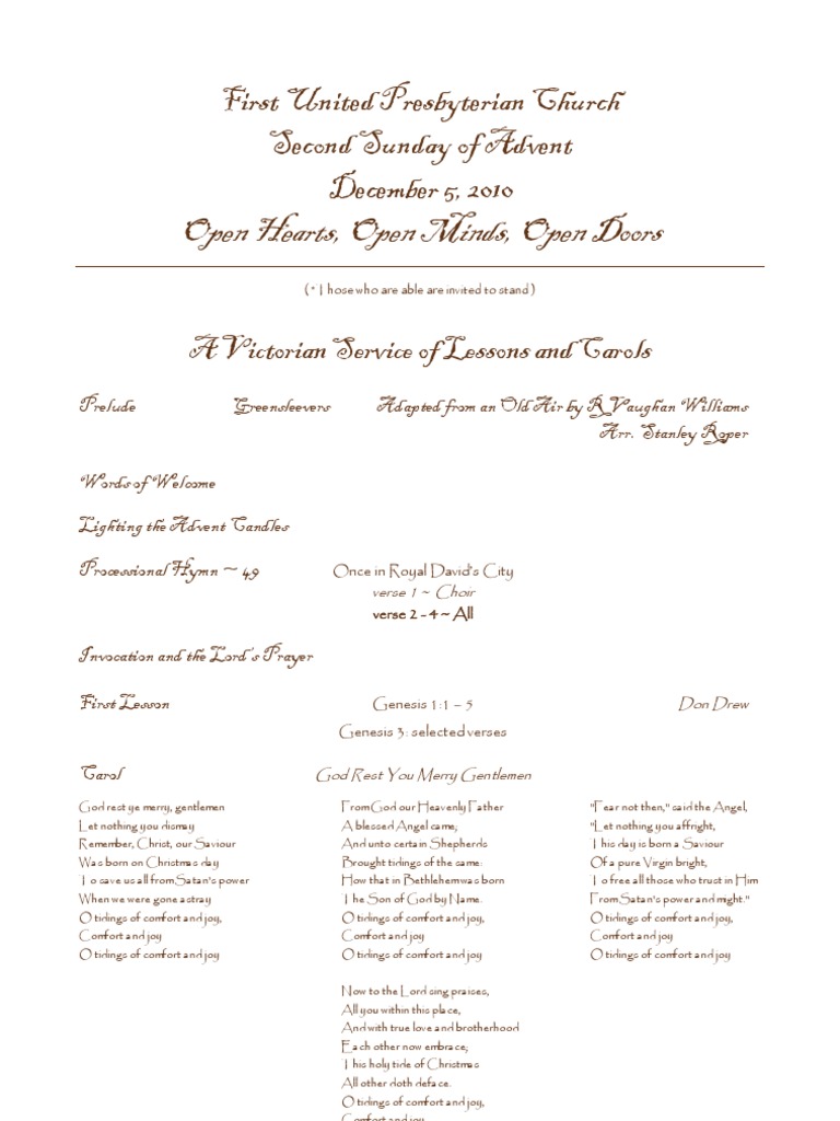 Victorian Advent Service Program | PDF | Christmas Carols | Advent