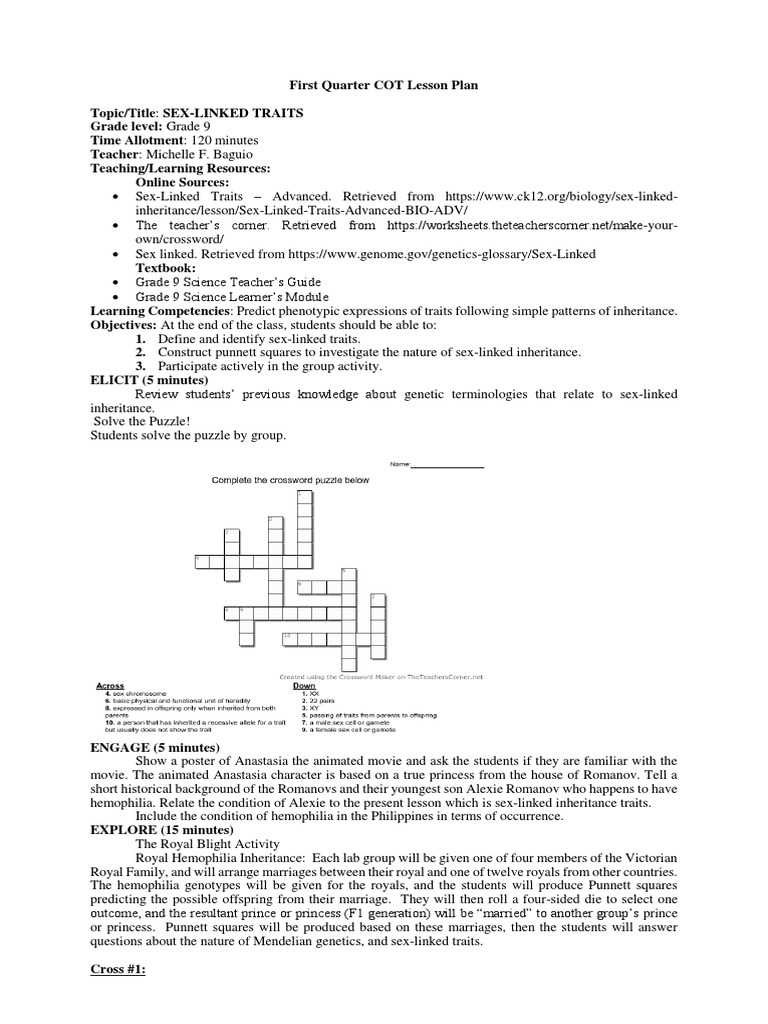 Sex-Linked 7E Lesson Plan | PDF | Genetics | Biology