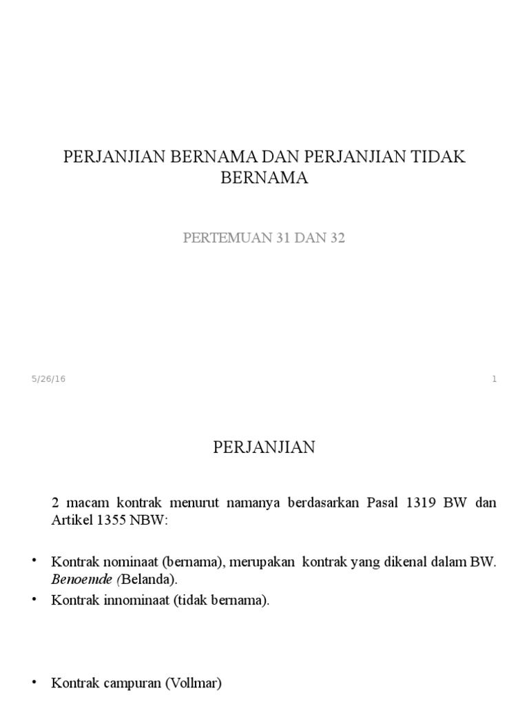 Jenis-Jenis Perjanjian dalam Hukum Perdata | PDF | Hukum