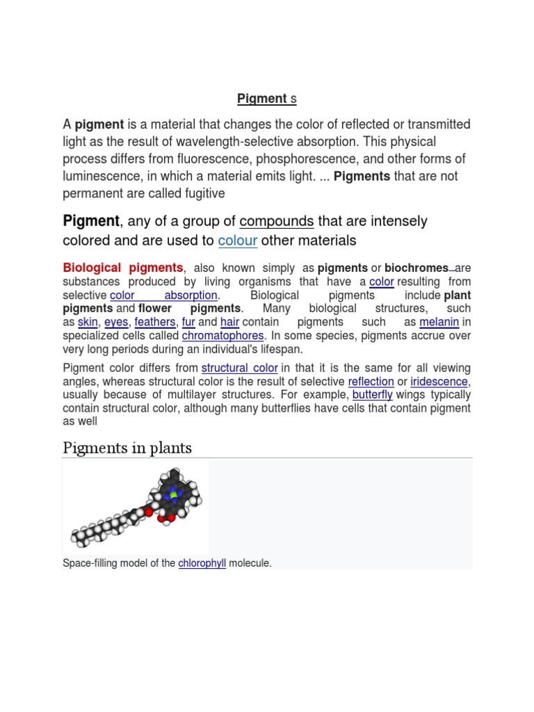 Pigment | PDF | Biology | Chemistry