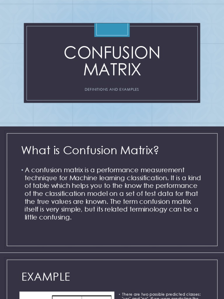 Confusion Matrix | PDF | Sensitivity And Specificity | Statistical ...