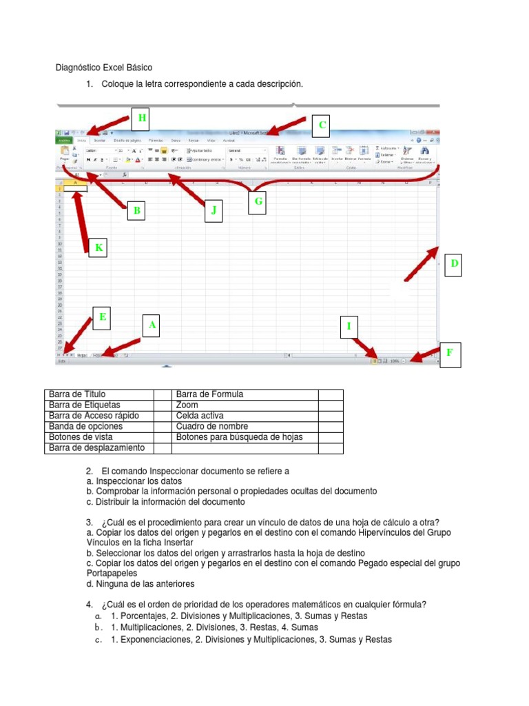 Examen Diagnóstico Excel | PDF | Microsoft Excel | Informática