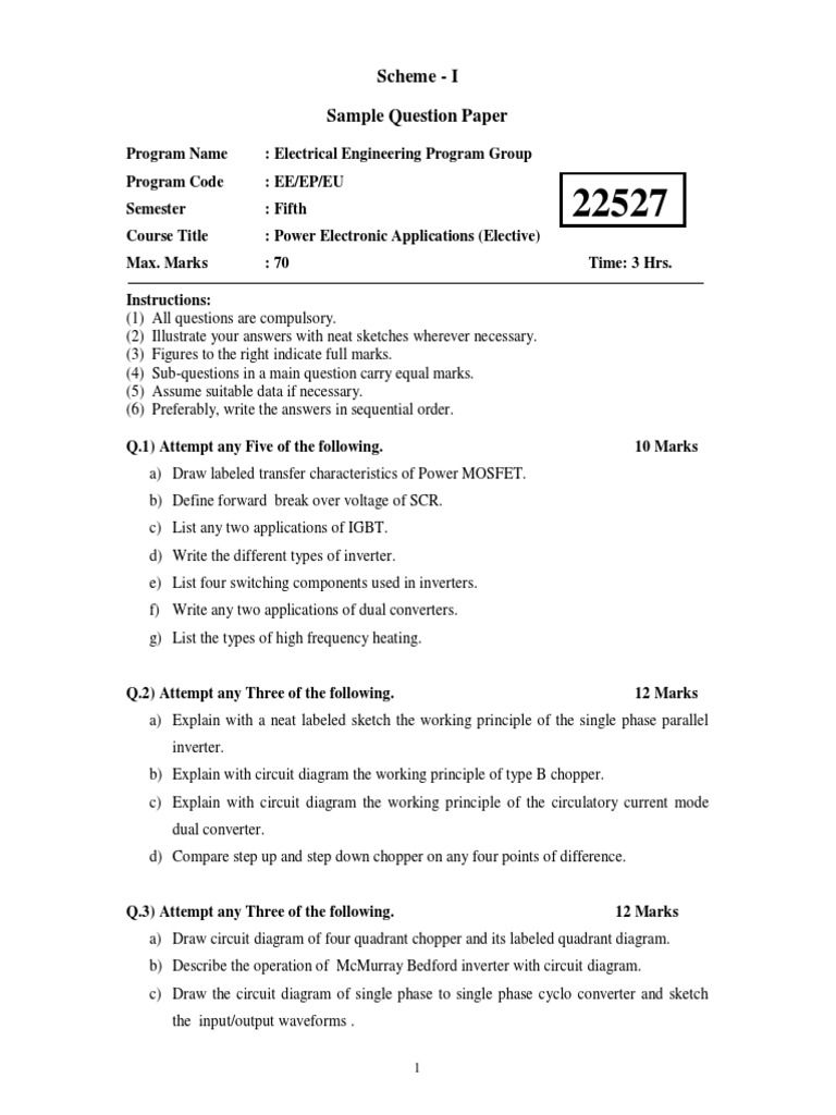 Power Electronics Exam Questions Guide | PDF | Power Inverter | Power ...
