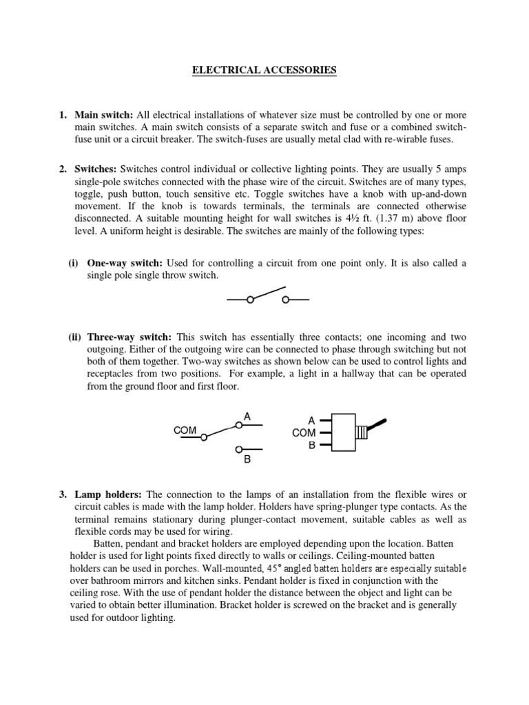 Electrical Accessories Overview | PDF | Switch | Insulator (Electricity)