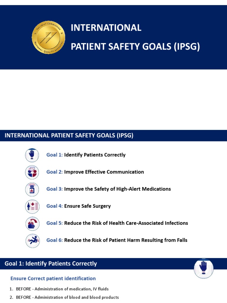 International Patient Safety Goals (Ipsg) | PDF | Surgery | Patient