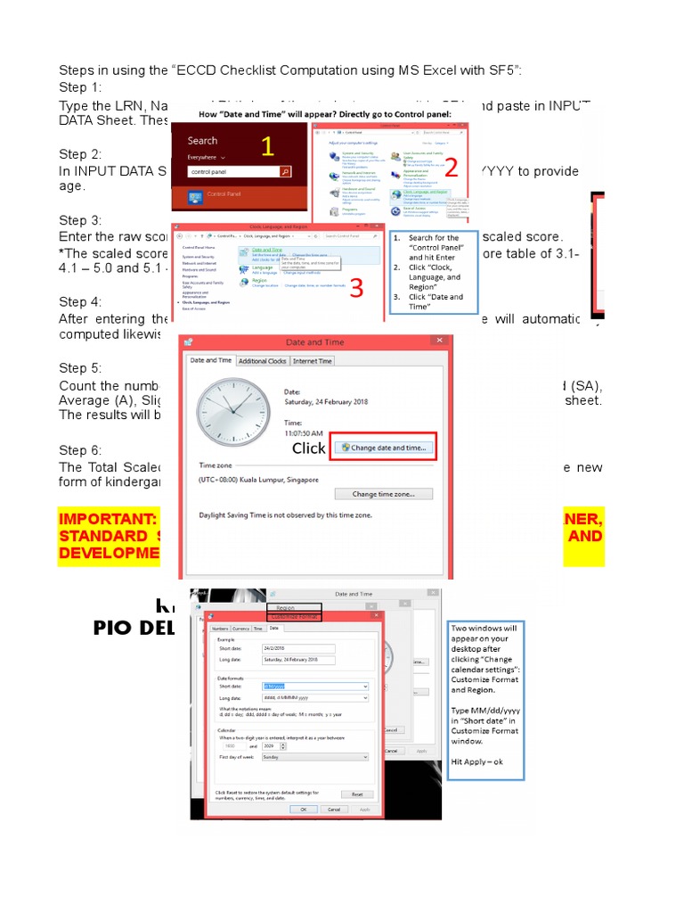 ECCD Checklist Computation Guide | PDF | Schools | Cognition