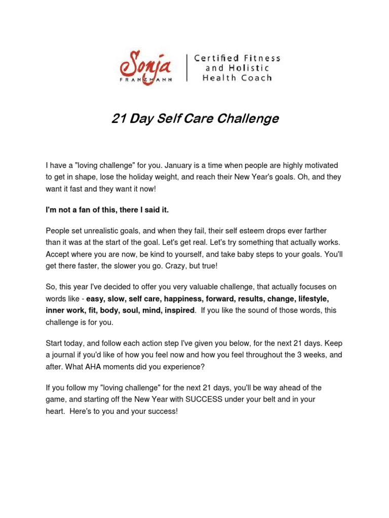 21 Day Self Care Challenge PDF | PDF 21 Day Self Care Challenge PDF | PDF