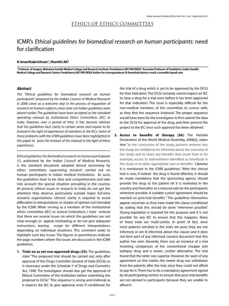 ICMR Ethical Guidelines | PDF | Informed Consent | Clinical Trial