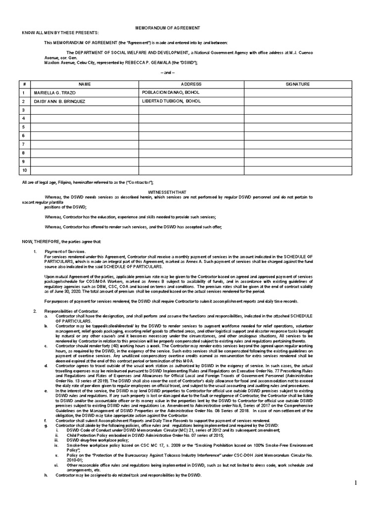 Final MOA - GROUP - MRB | PDF | Independent Contractor | Overtime