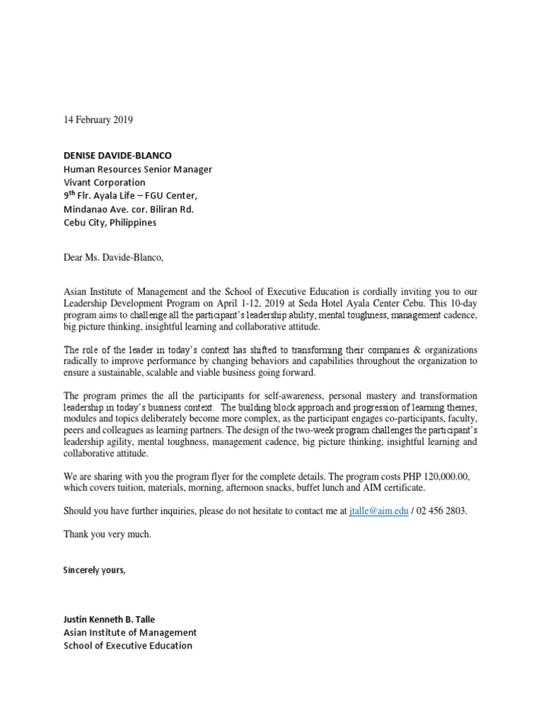 Formal Letter (Cebu) | PDF