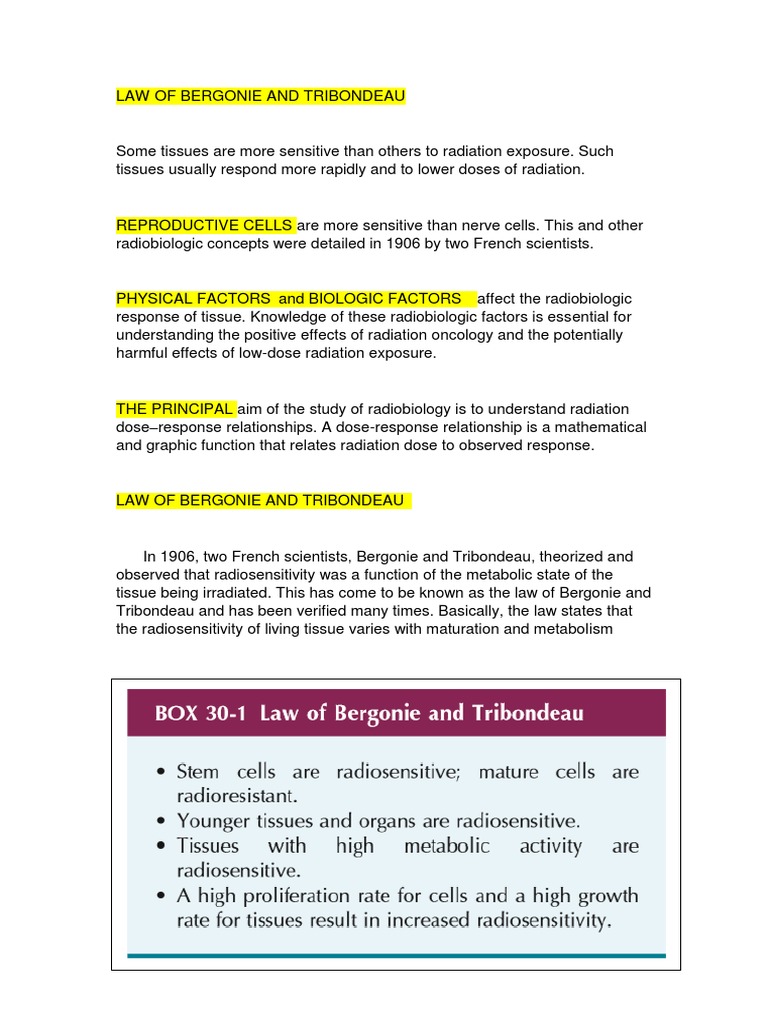 Understanding Bergonie and Tribondeau Law | PDF | Absorbed Dose ...