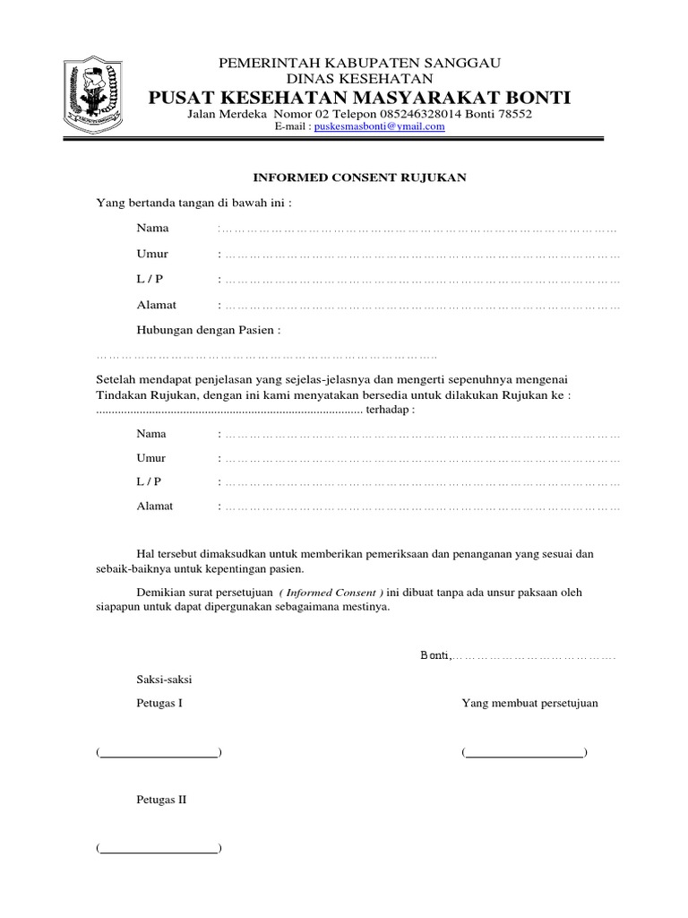 Informed Consent Rujukan Pasien | PDF