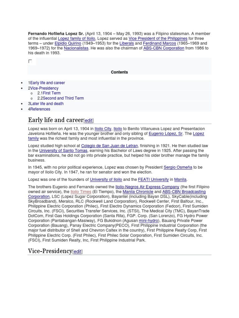 Fernando Hofileña Lopez SR | PDF | Philippines | Government