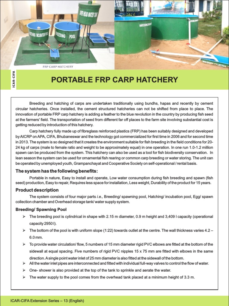 Portable FRP Carp Hatchery | PDF | Spawn (Biology) | Fibre Reinforced ...