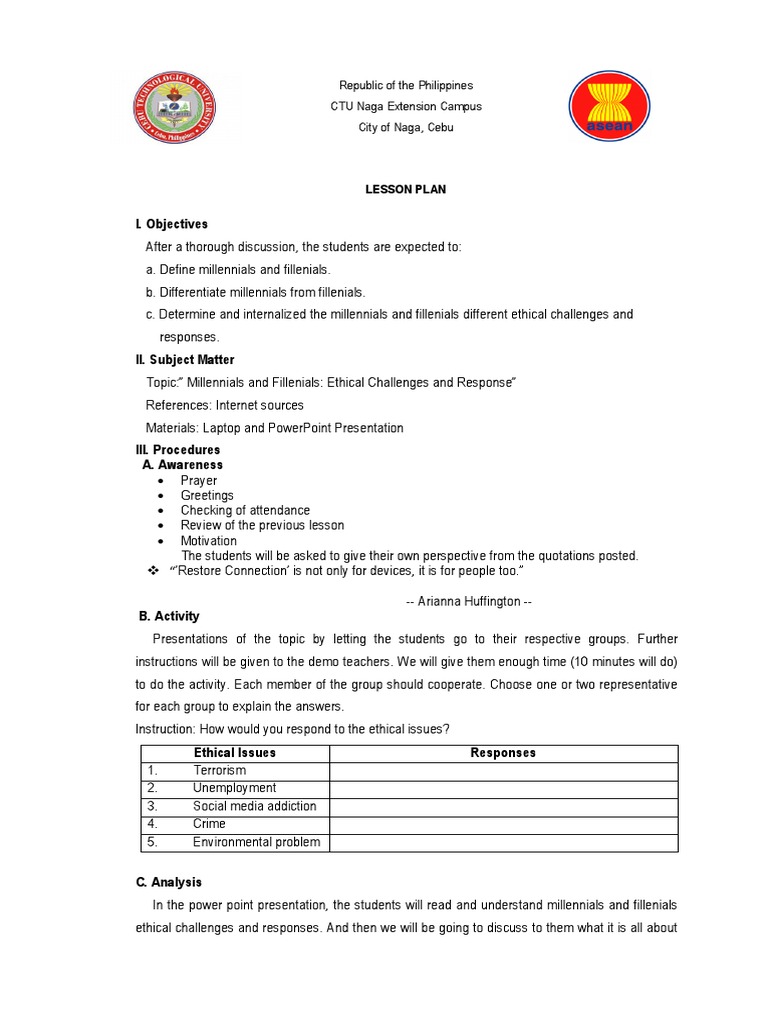 Ethics - Lesson Plan | PDF | Millennials | Employment