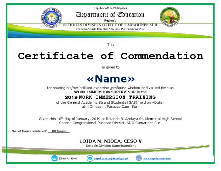 Work Immersion Certificate | PDF