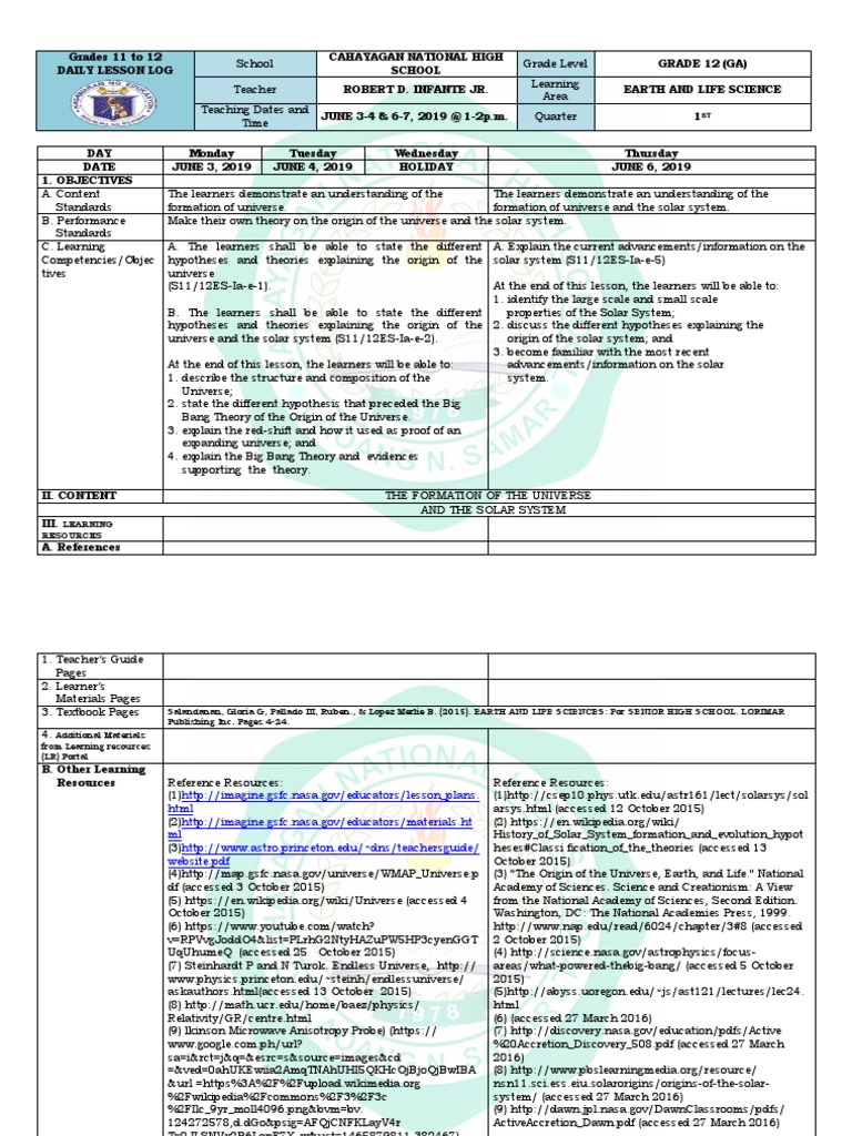 DLL in Earth & Life Sciences Week #1 | PDF | Universe | Physical Cosmology