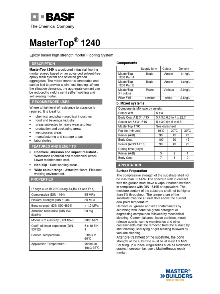 Basf Mastertop 1240 Tds PDF | PDF | Epoxy | Building Engineering